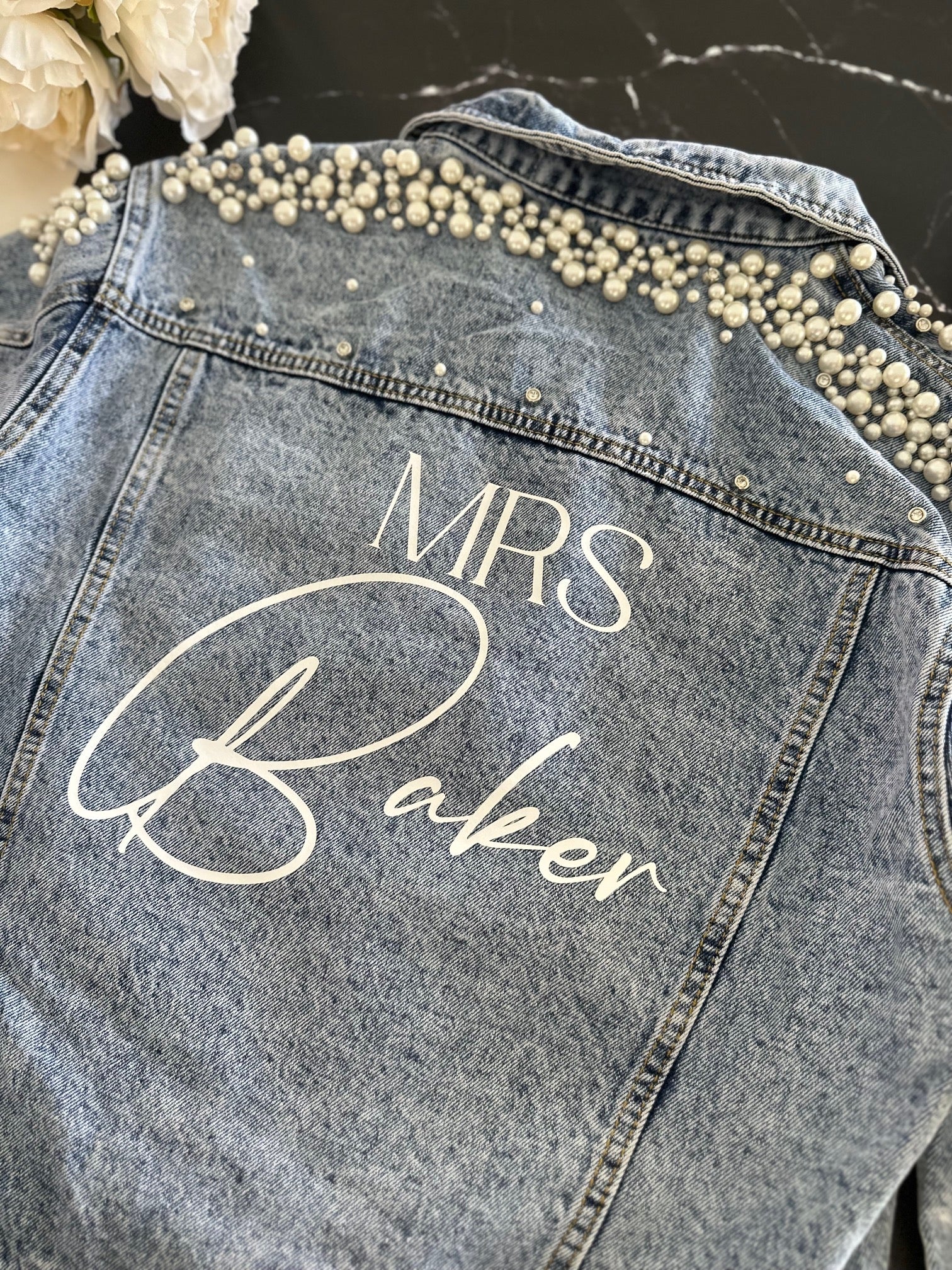 Luxe Pearl Denim Bride Jacket – BareBride
